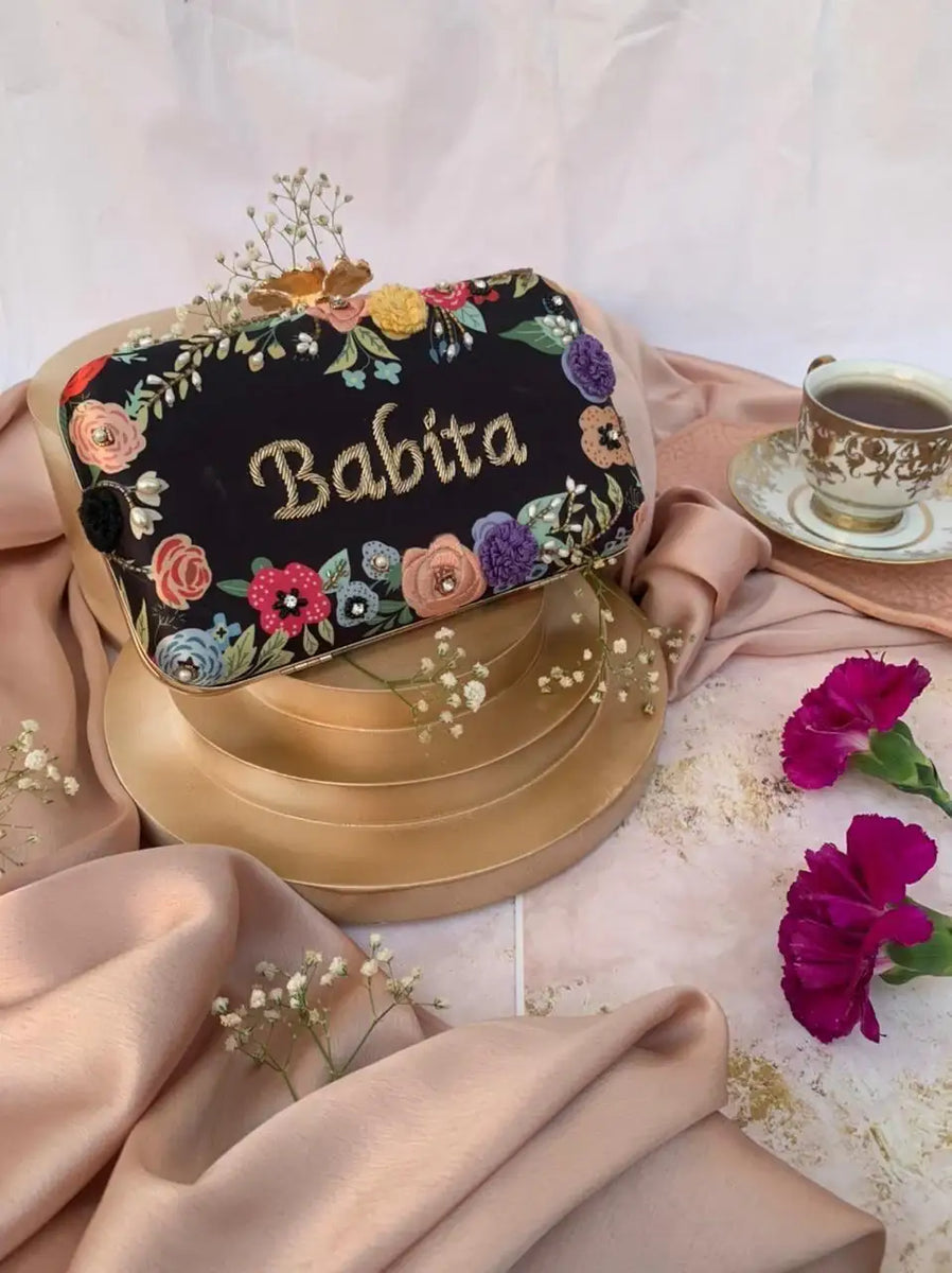 Customised Embroidered Bridal Clutch – SUGARCRUSH